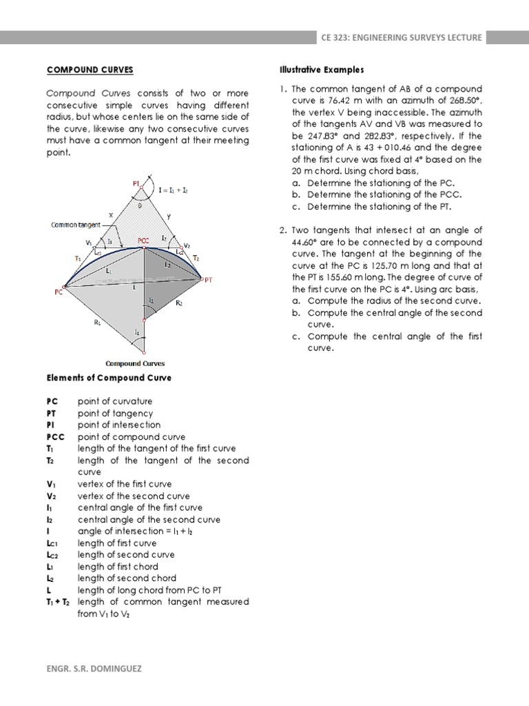 CE 323 Compound Curves Engineering Survey Lecture | PDF