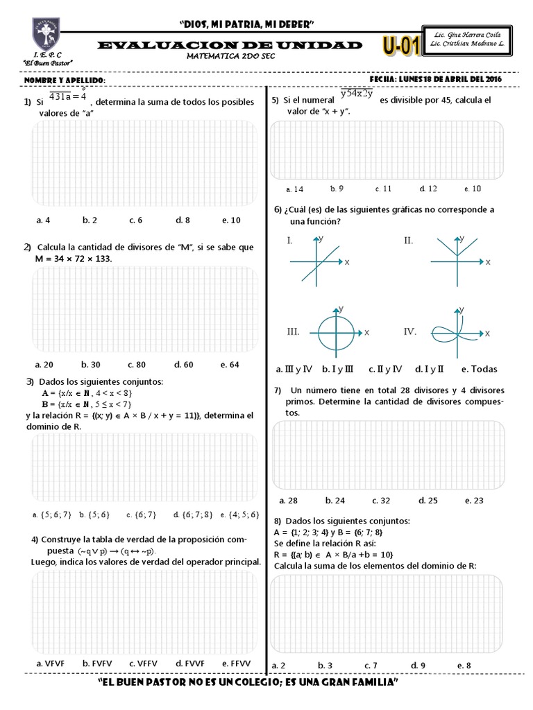 Evaluacion de Unidad 2ro PDF | PDF | Métodos y materiales de enseñanza
