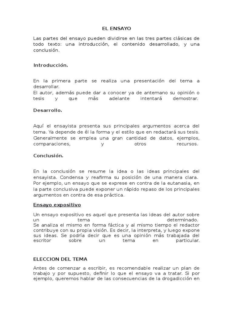 Las Partes Del Ensayo | Ensayos | Autor