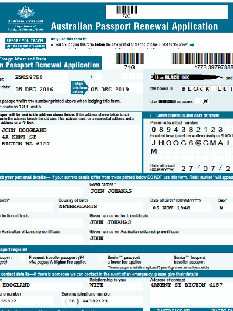 Australian Passport Renewal Application: Providing Two Identical ...