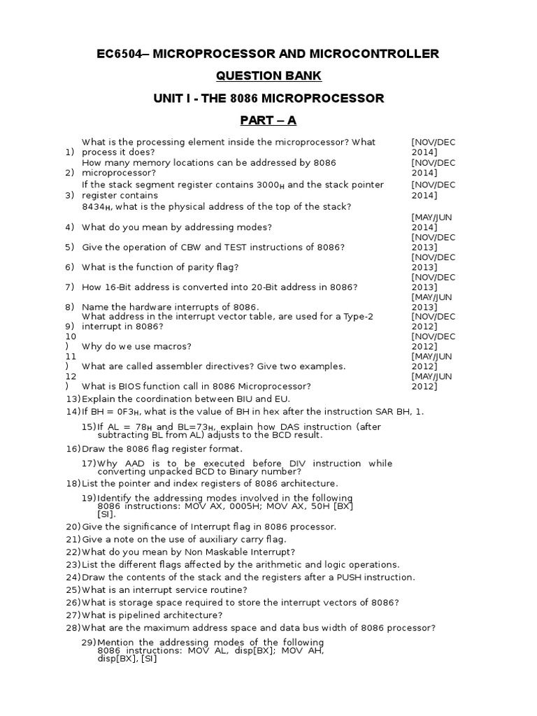 MP Question Bank | PDF | Microcontroller | Central Processing Unit