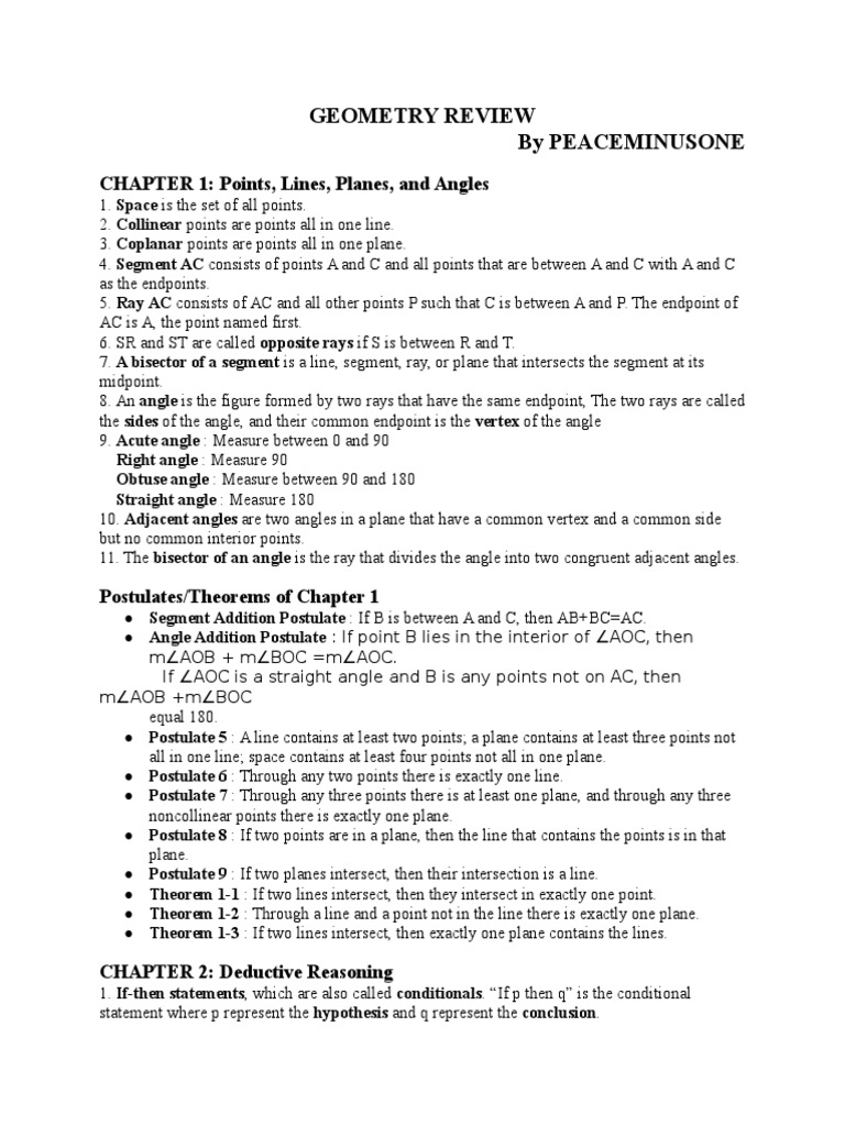Geometry Review by Peaceminusone: CHAPTER 1: Points, Lines, Planes, and ...