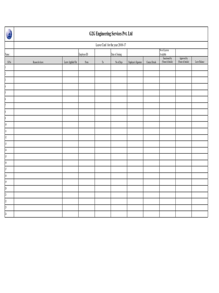 Leave Card - Sample PDF | PDF | Career & Growth