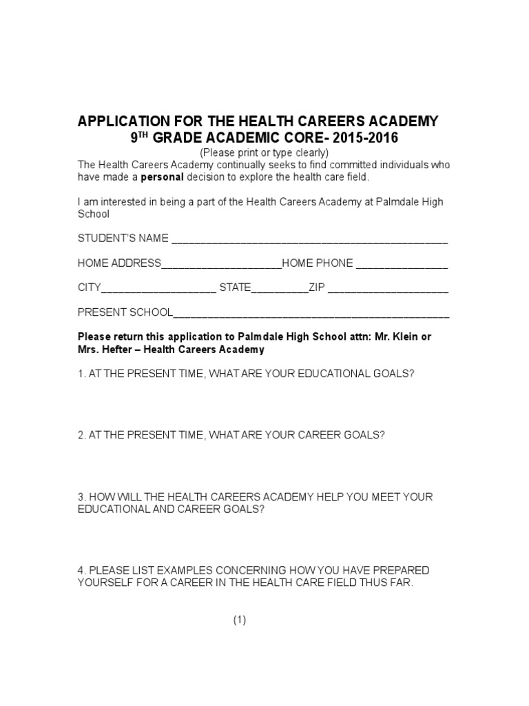 HCA 9th and 10th Application 2015 | PDF | Secondary School | School ...