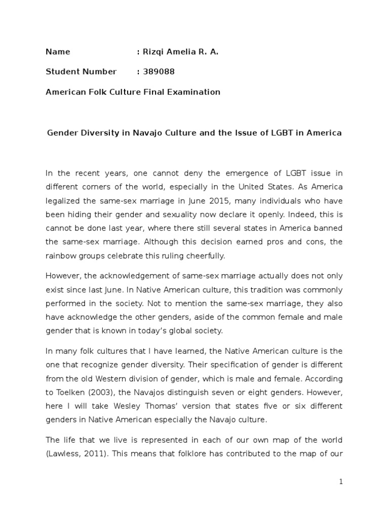 Navajo Gender Diversity and Roles | PDF | Lgbt | LGBTQIA+ Studies