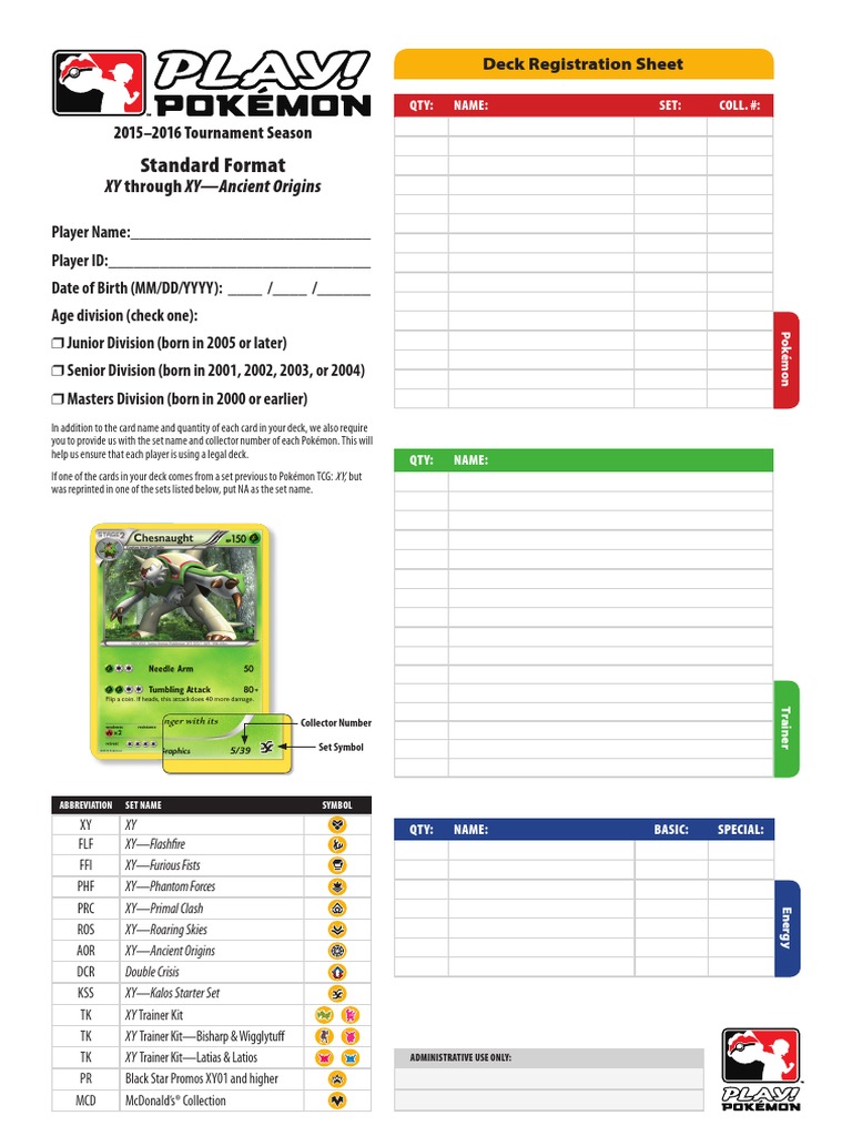 Official Pokemon TCG Deck List | PDF