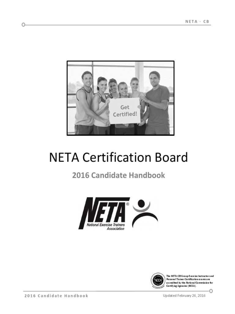2016 NETA Exam Candidate Handbook | PDF | Personal Trainer ...