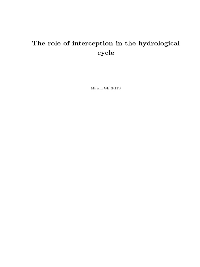 The Role of Interception in The Hydrological Cycle | PDF | Rain | Hydrology