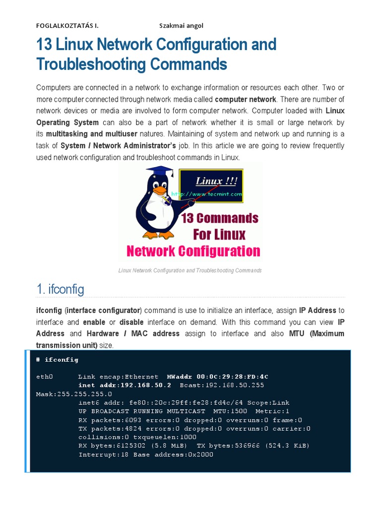 13 Linux Network Configuration And Troubleshooting Commands Pdf Computer Networking 