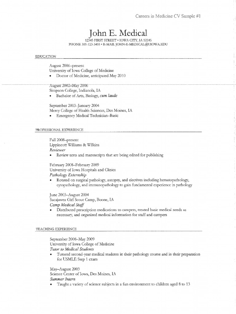 CV Examples From AAMC | PDF