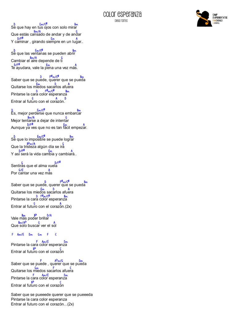 Acordes y letra de "Color Esperanza" | PDF | Ocio