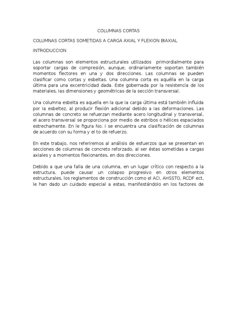 Columnas Cortas | PDF | Doblar | Concreto reforzado