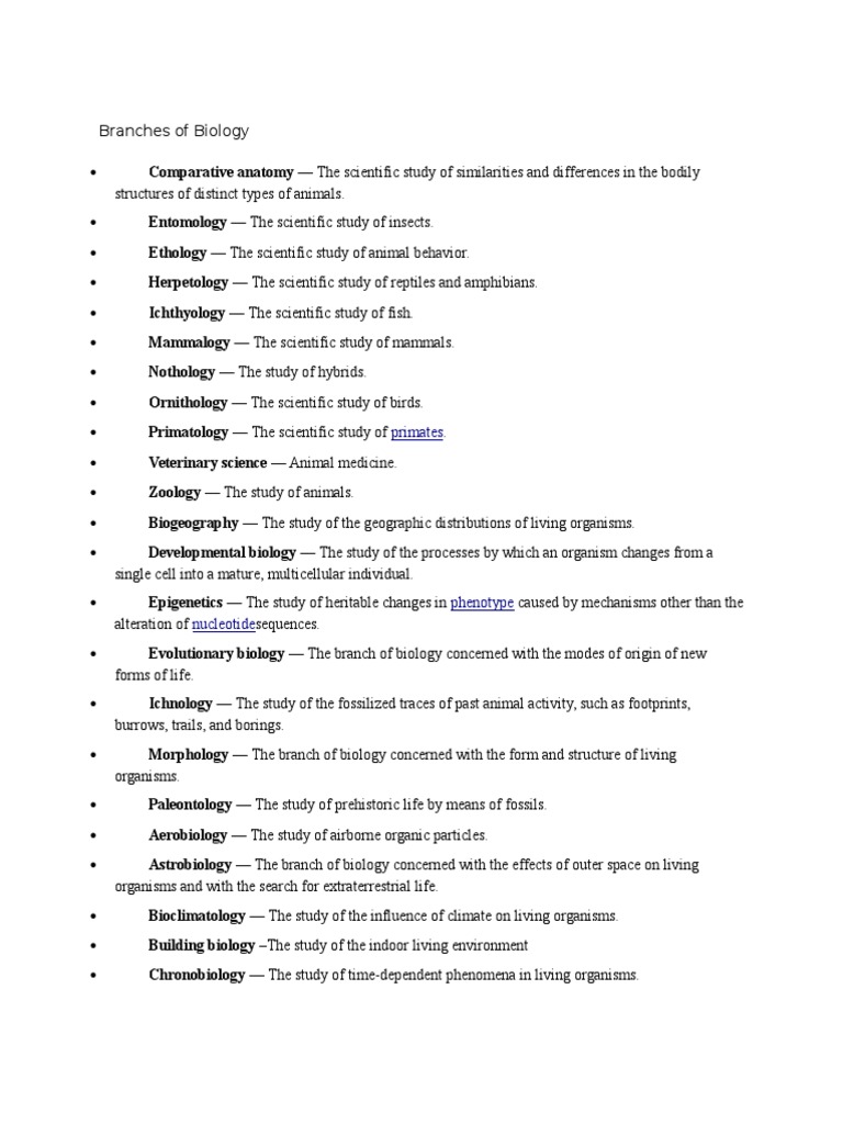 Branches of Biology | Download Free PDF | Organisms | Biology