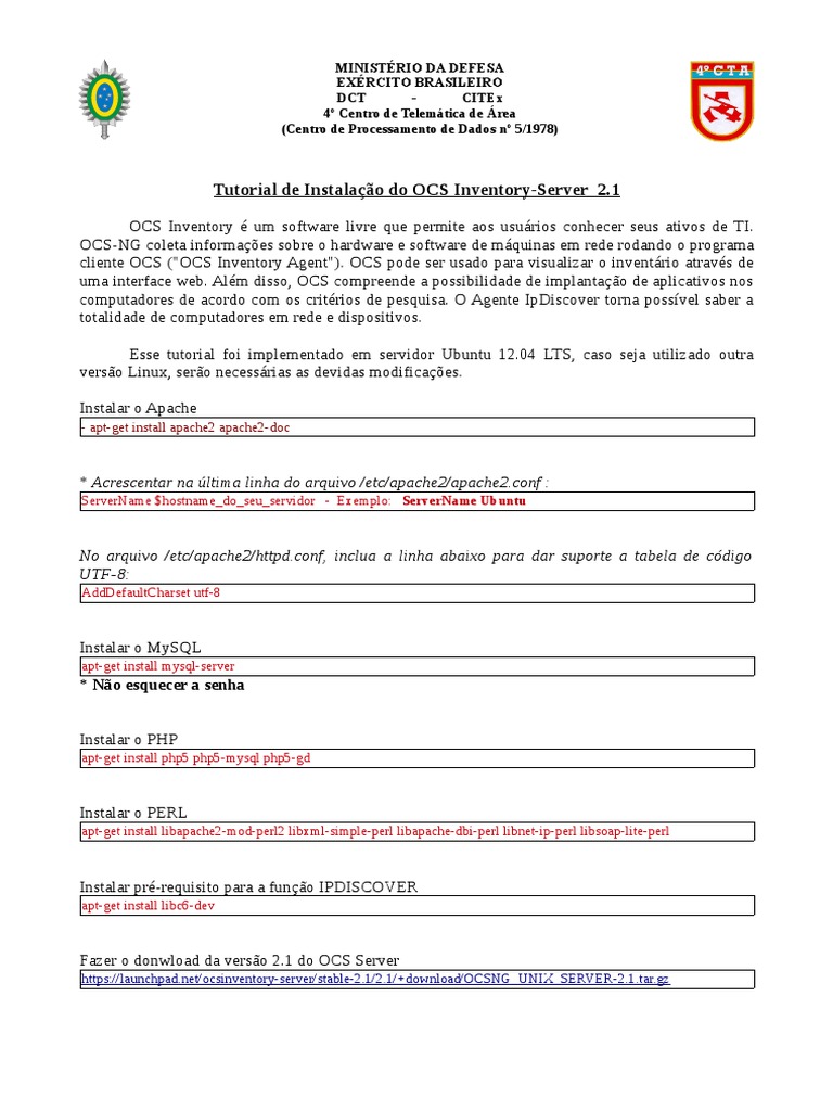 Tutorial Ocs Inventory | PDF | Ubuntu (sistema operacional) | Servidor HTTP Apache