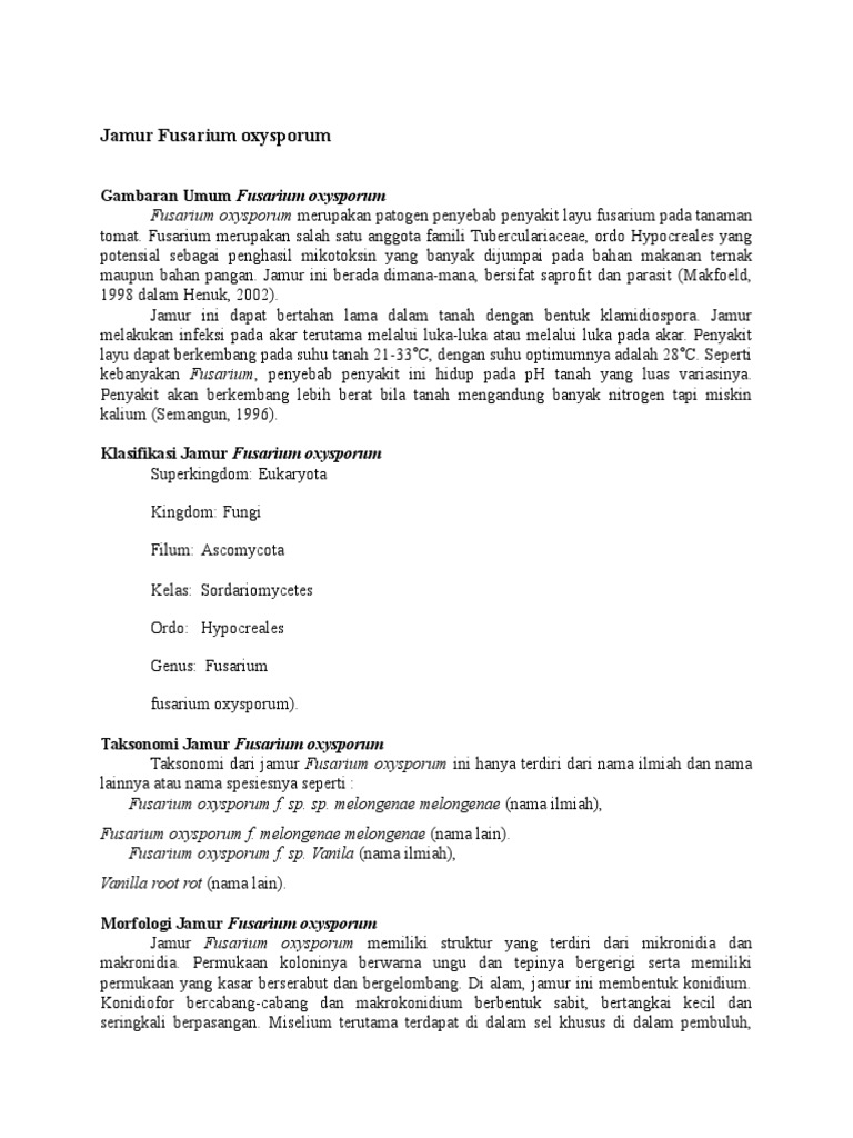 Jamur Fusarium Oxysporum | PDF