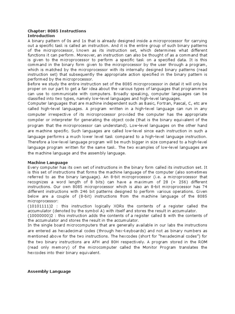 MP Instruction Set | PDF | Instruction Set | Assembly Language