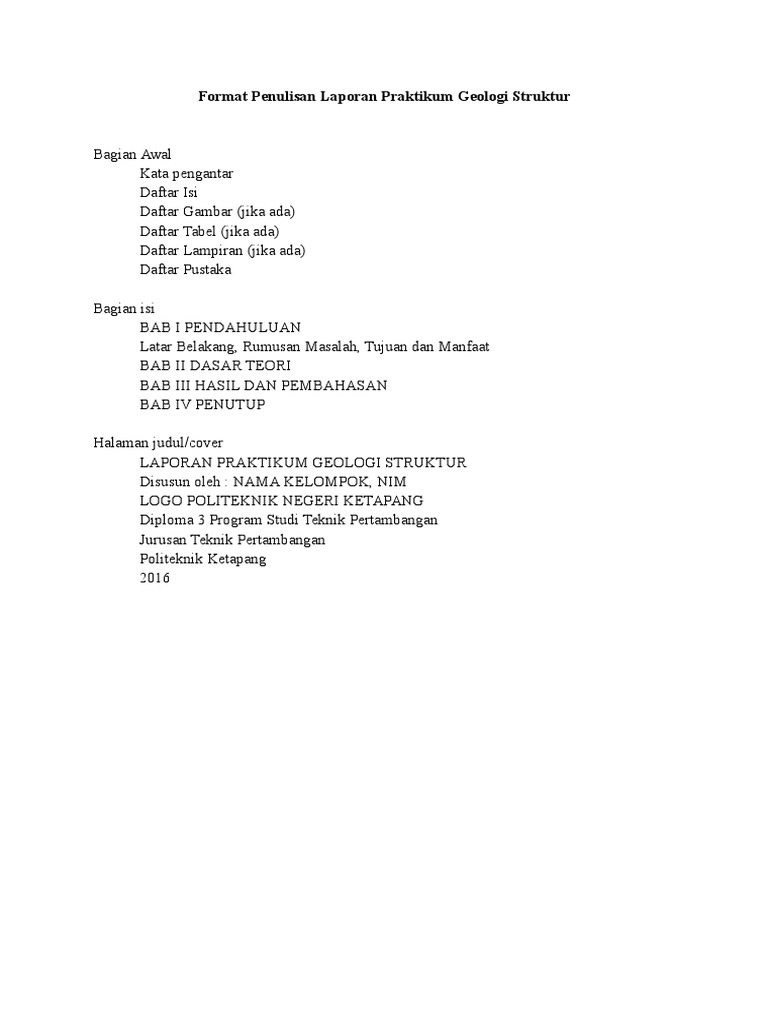 Format Penulisan Laporan Praktikum | PDF