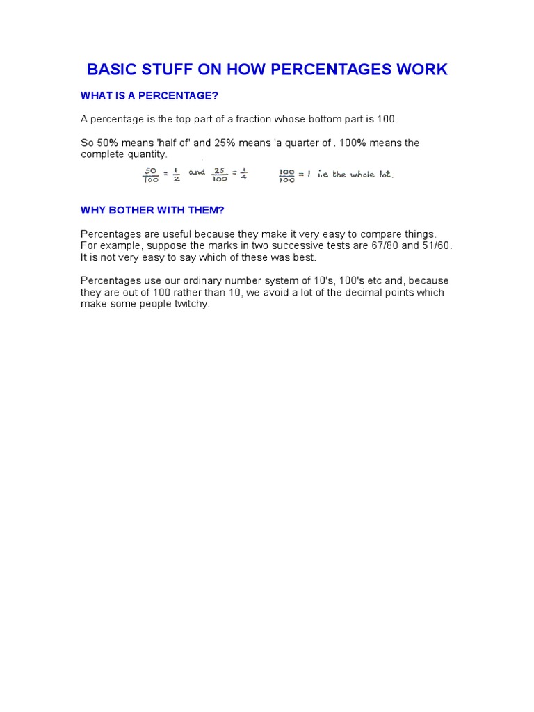 Understanding Percentages: A Complete Guide | PDF | Fraction ...