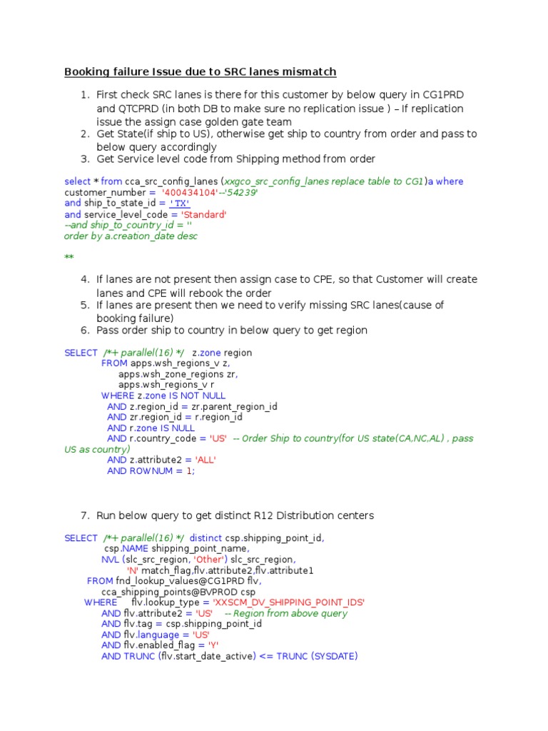 Booking Failure Issue Due To SRC Lanes Mismatch: '400434104' 'Standard ...