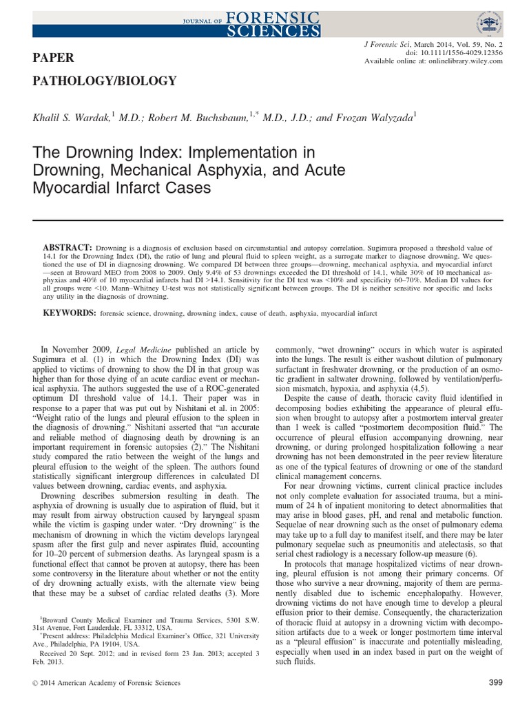 Journal Reading The Drowning Index | PDF | Autopsy | P Value