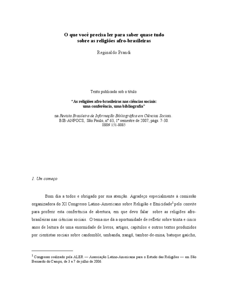 Reginaldo Prandi | PDF | Pentecostalismo | Brasil
