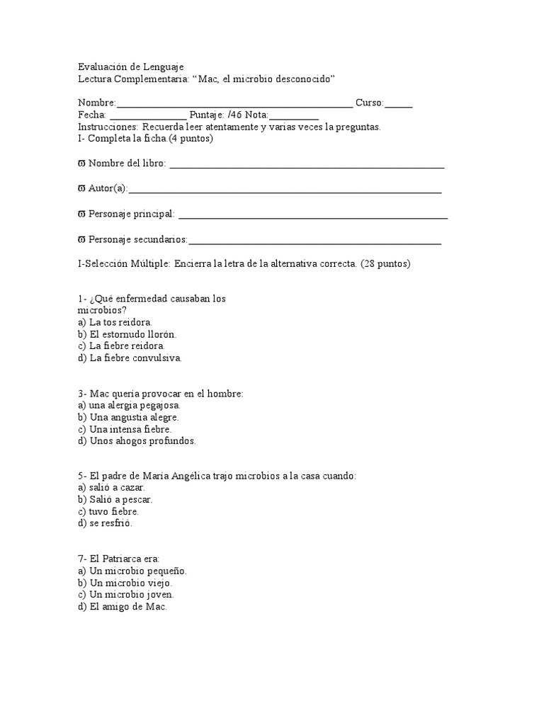 Evaluación Mac El Microbio | PDF