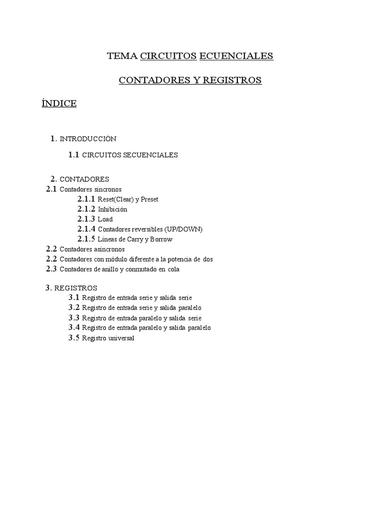 Contadores y Registros | PDF | Electrónica digital | Ingeniería Electrónica