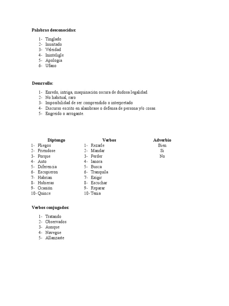 Palabras Desconocidas | PDF