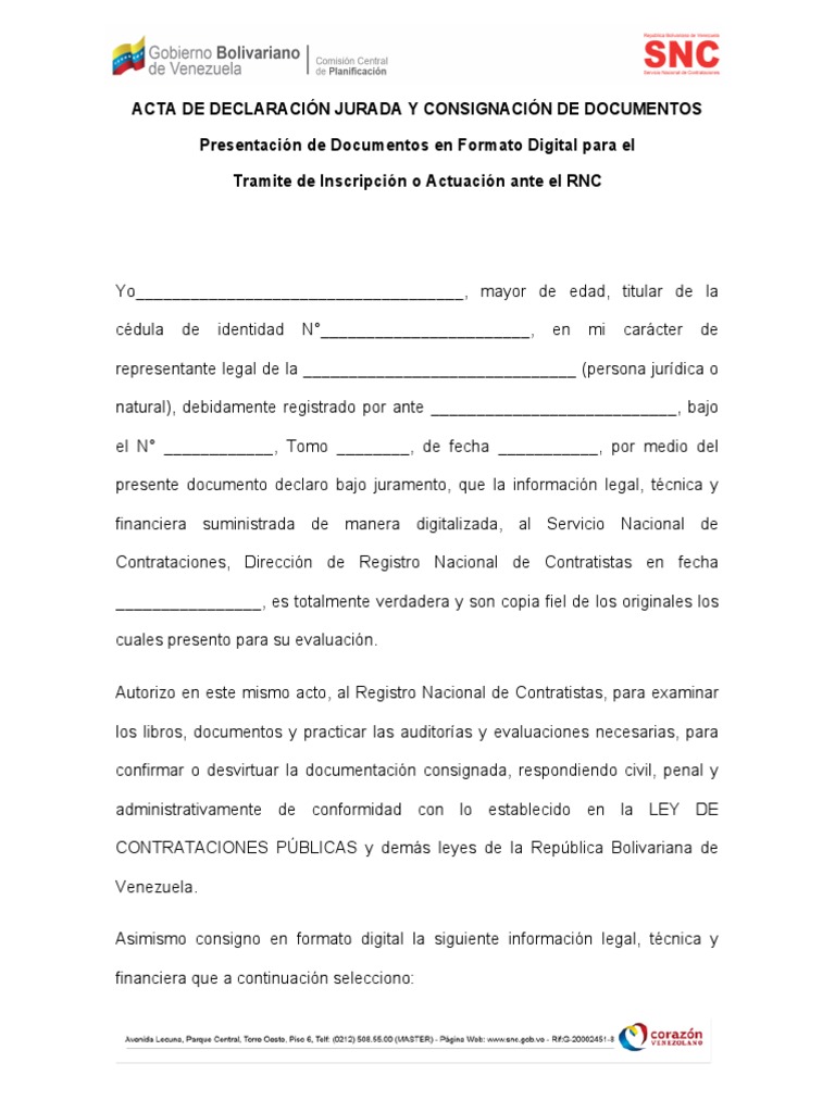 Declaración jurada documentos RNC | PDF