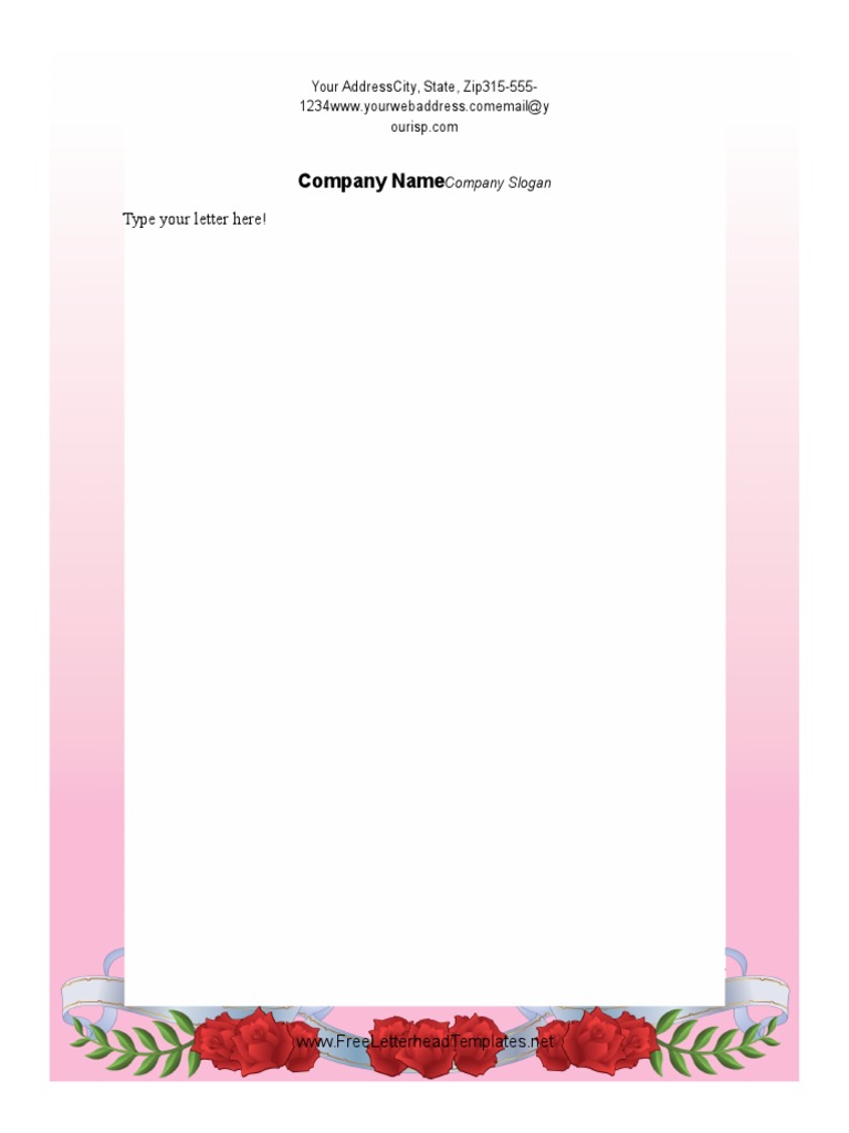 Rose Scroll Valentines Letterhead | PDF