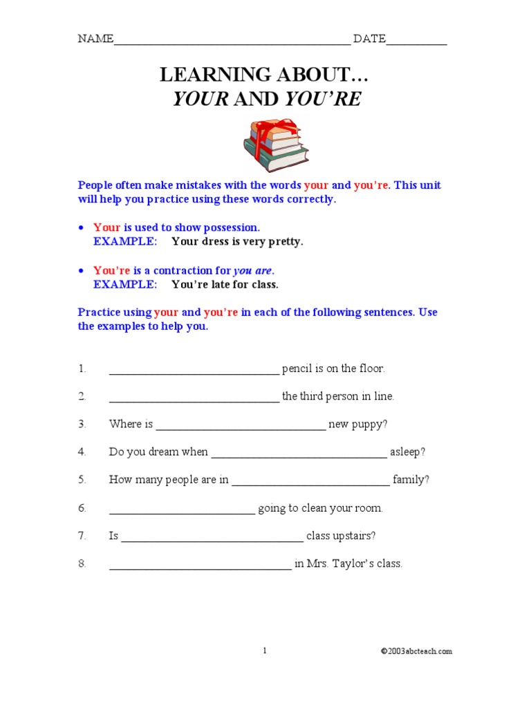 Mastering Your vs. You’re: Practice Guide | PDF