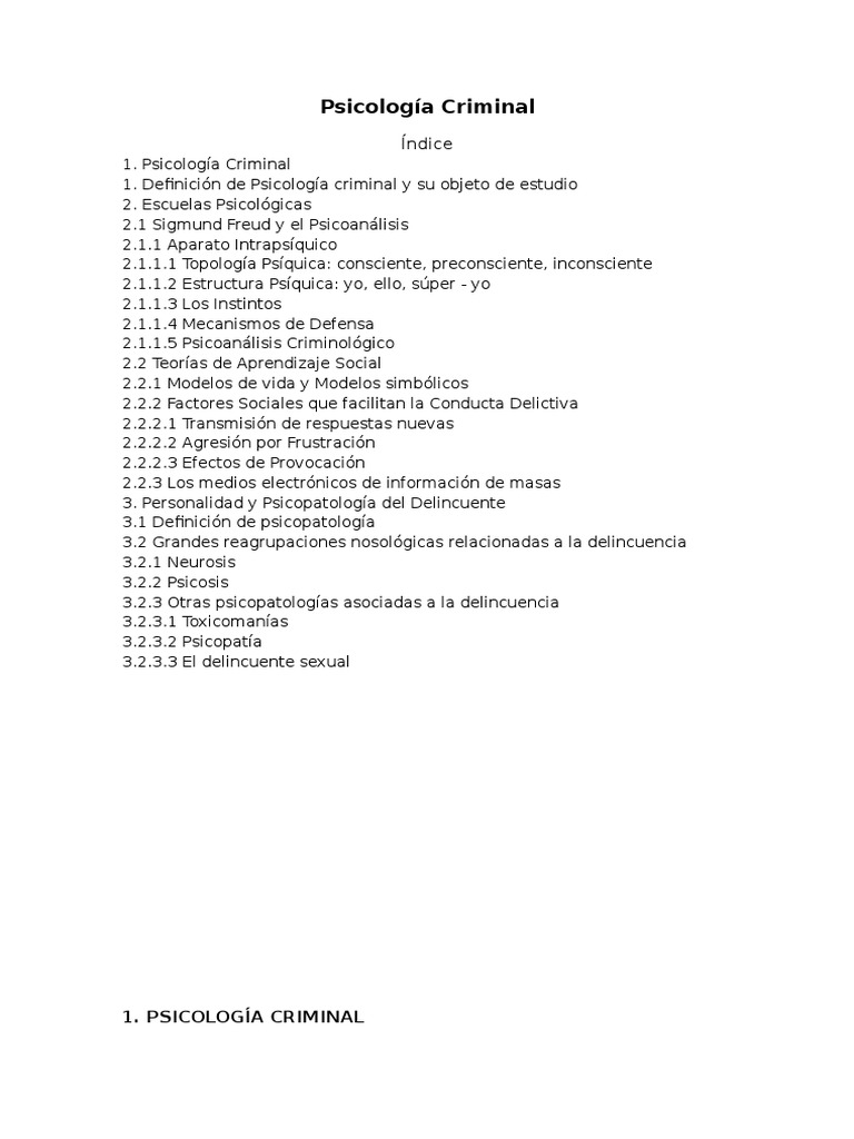 Psicología Criminal: Teorías y Perspectivas | PDF | Mente inconsciente ...