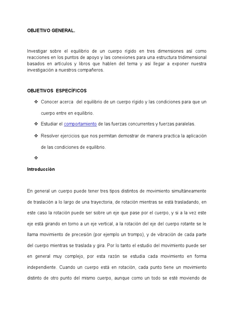 Informe Estatica. 1 | PDF | Movimiento (física) | Rotación