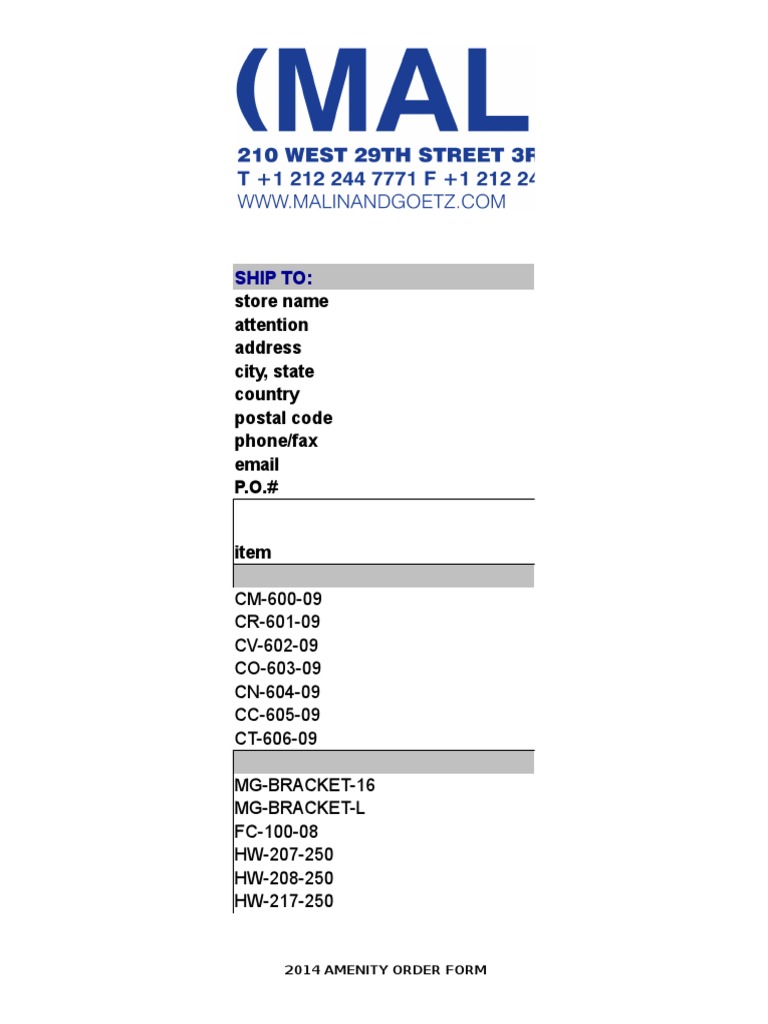 2014 Amenity Order Form | PDF