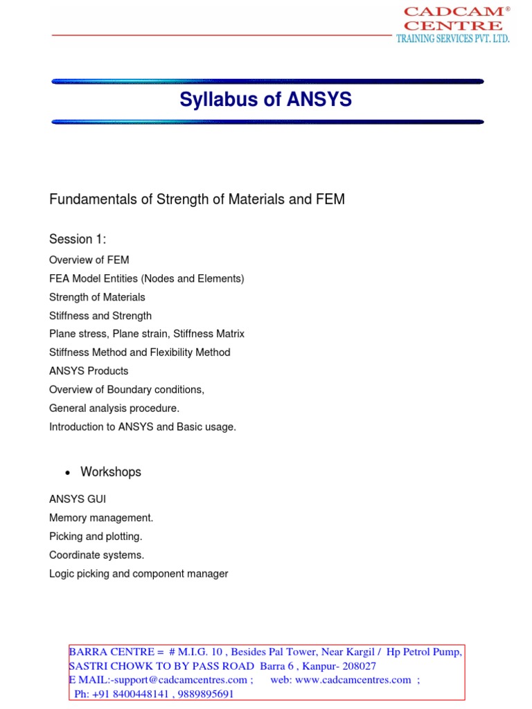 ANSYS Syllabus: FEM & Material Strength | PDF | Finite Element Method ...