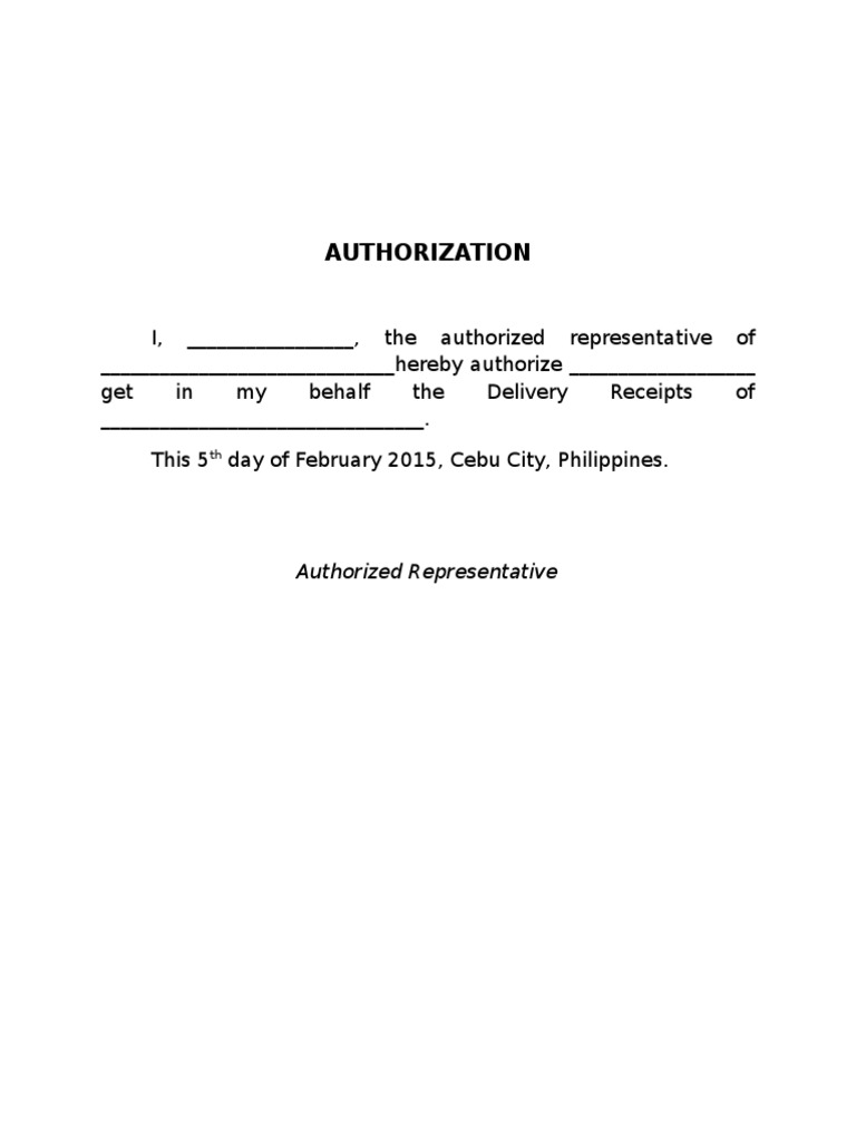 Delivery Receipt Authorization Form | PDF