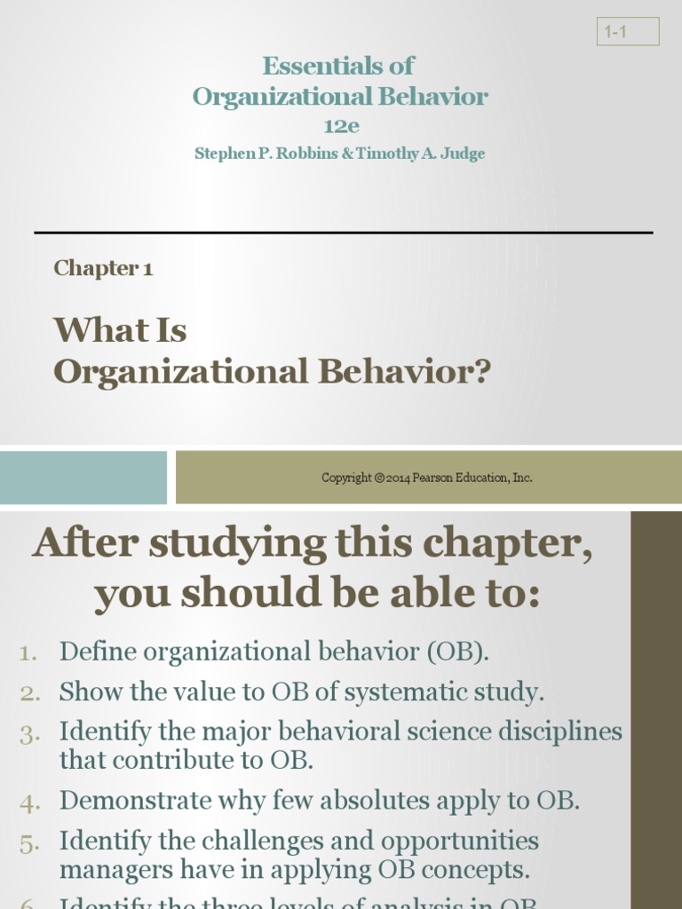 Chapter 1 What Is Organizational Behavior | PDF | Organizational ...