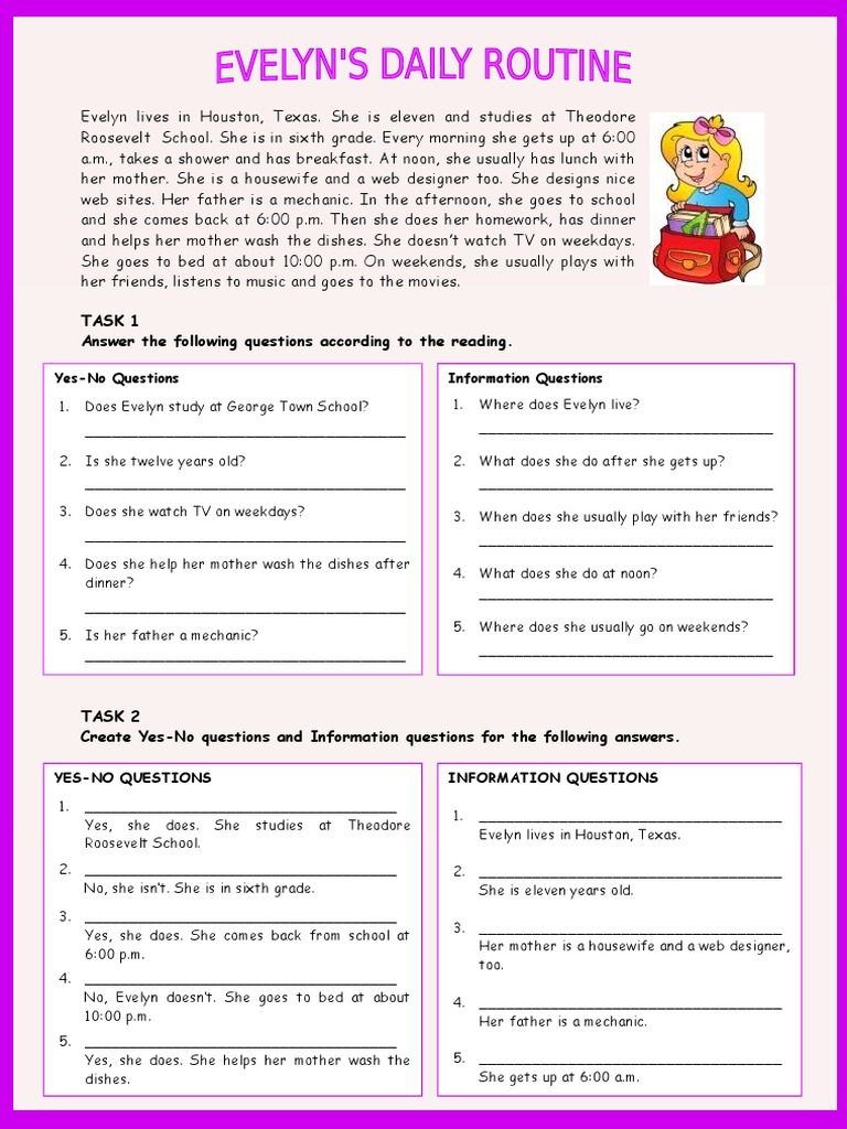 Evelyns Daily Routine PDF Lunch Eating Behaviors Of Humans