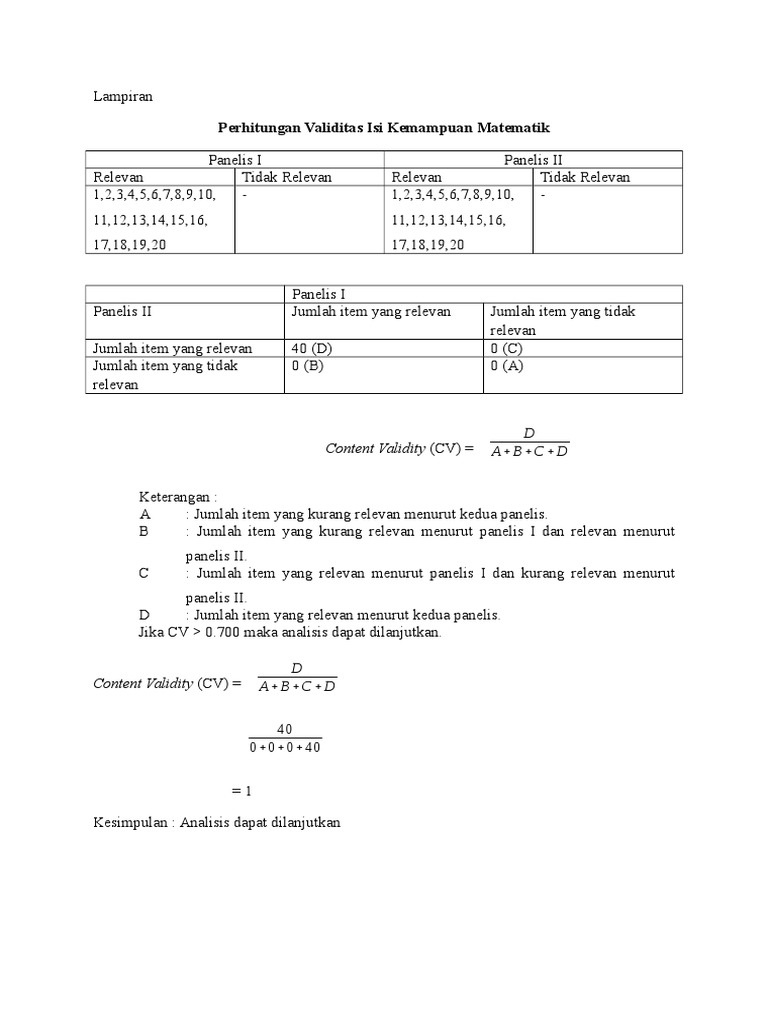 Lampiran Validitas Isi | PDF