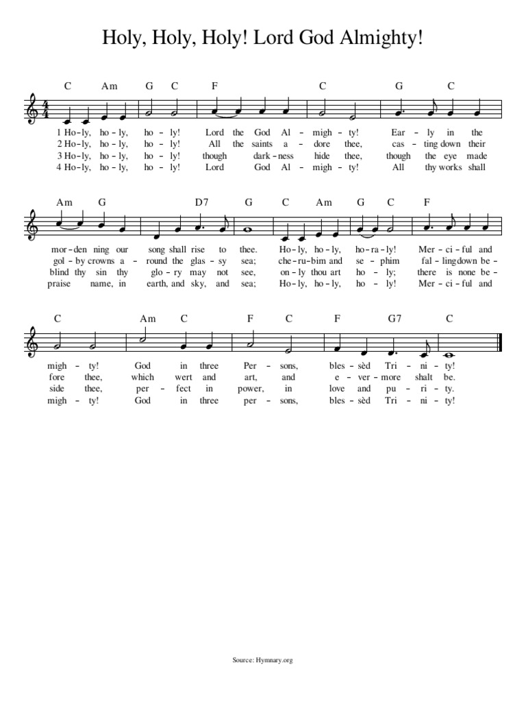 Holy, Holy, Holy! Lord God Almighty Hymn | PDF | Foreign Language Studies
