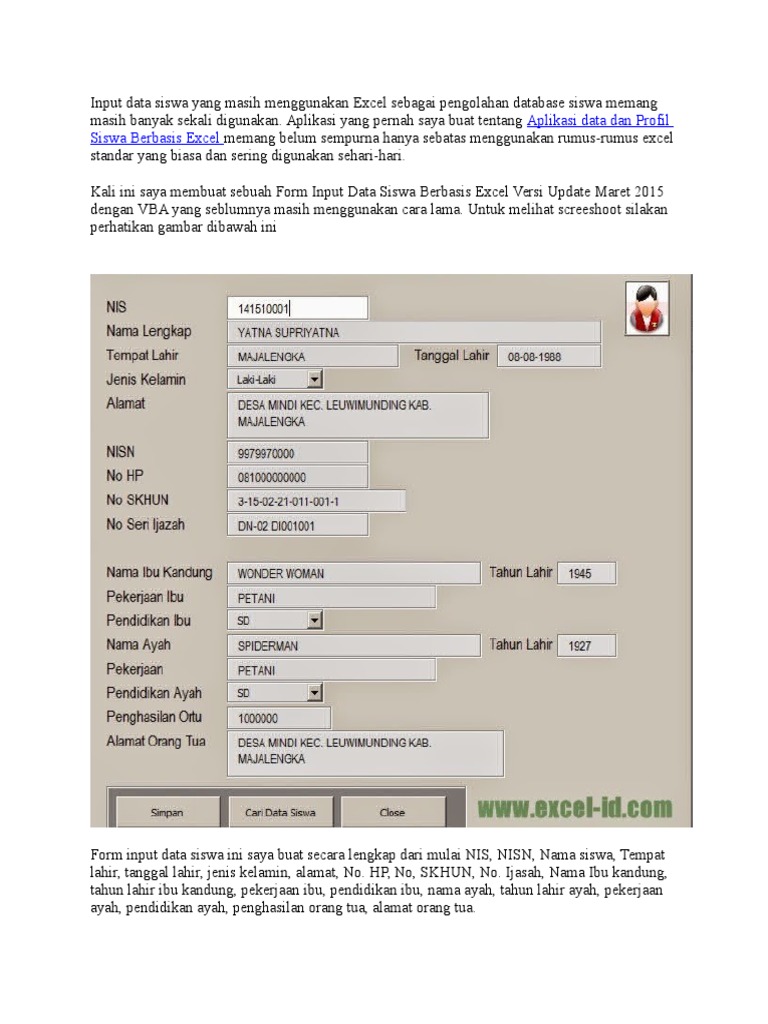 Input Data Siswa Yang Masih Menggunakan Excel Sebagai Pengolahan ...