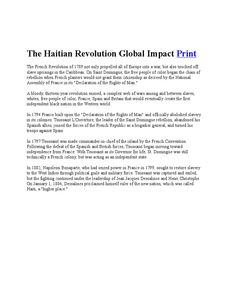The Global Impact of the Haitian Revolution | PDF