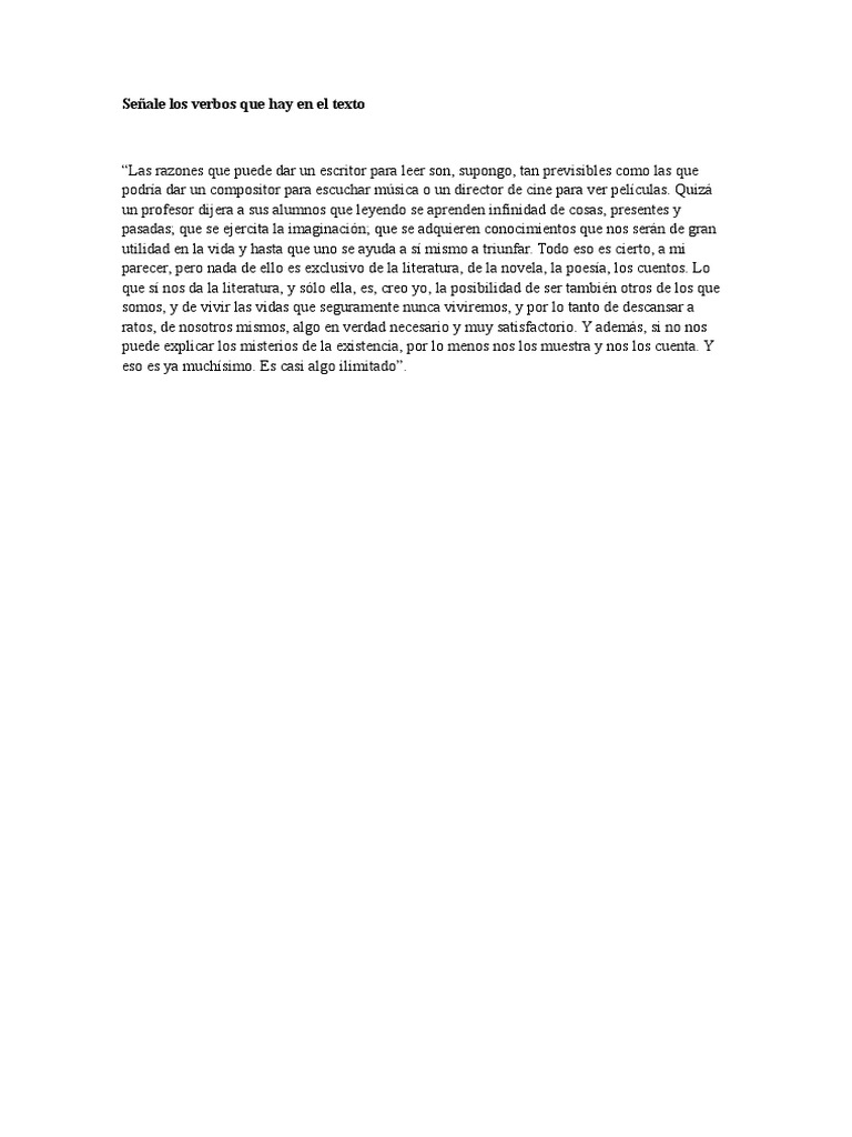 Señale Los Verbos Que Hay en El Texto | PDF