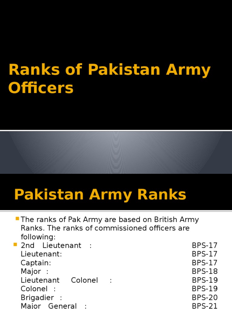 Pakistan Army Ranks | PDF | General Officer | Military Rank