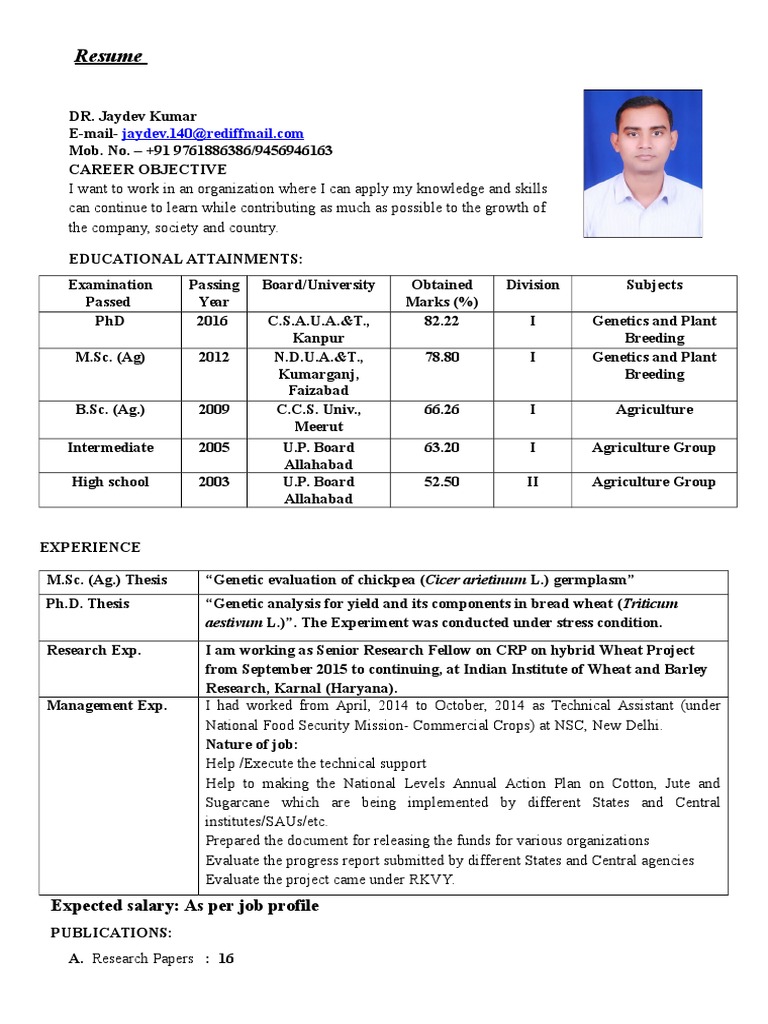 Resume: Expected Salary: As Per Job Profile | PDF