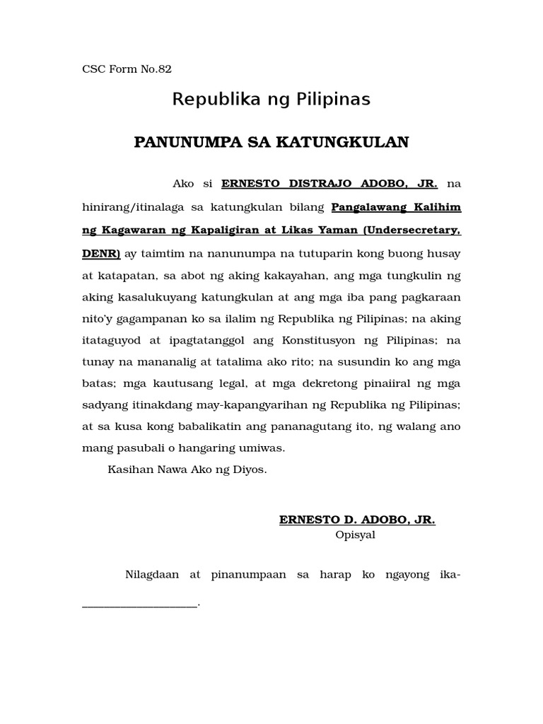 Form Panunumpa | PDF