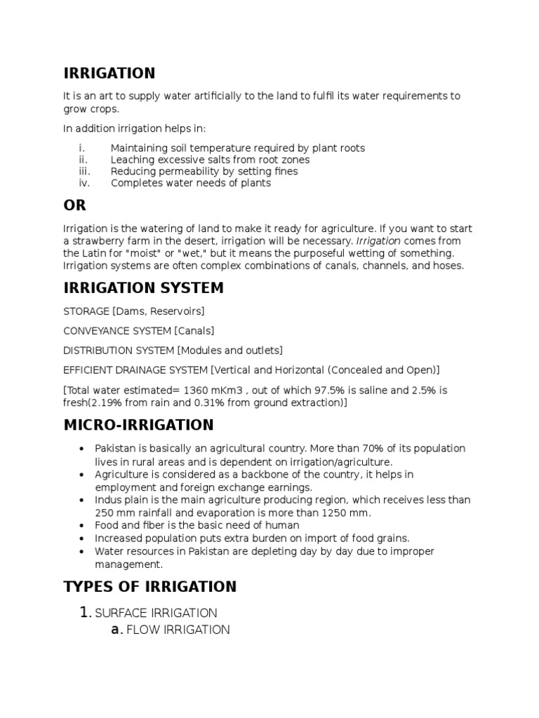 Irrigation Notes | PDF | Irrigation | Natural Resource Management