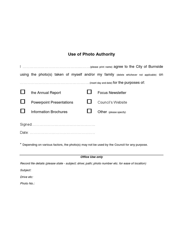 Photo Consent for City of Burnside | PDF