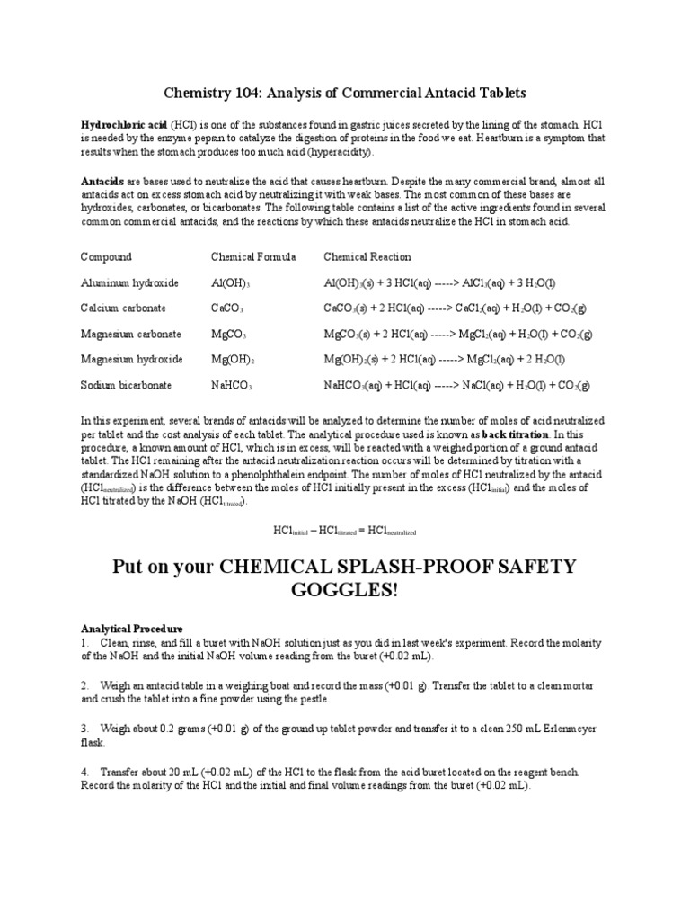 Antacid Analysis3 | PDF | Titration | Chemistry