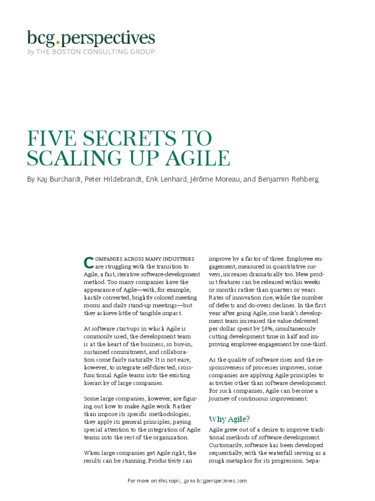 BCG Five Secrets To Scaling Up Agile Feb 2016 Tcm80 205125 | PDF ...